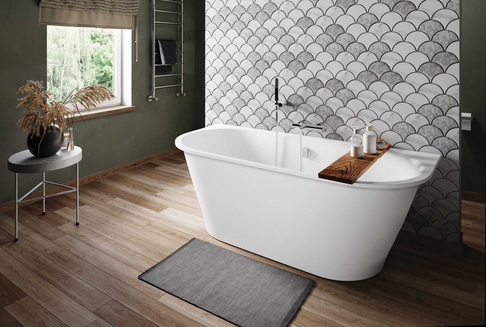 PAA Akmens masas vanna Vario XL 1755x800 AD (VAVARXLAD/00 - vanna ar noapaļotiem A un D stūriem)